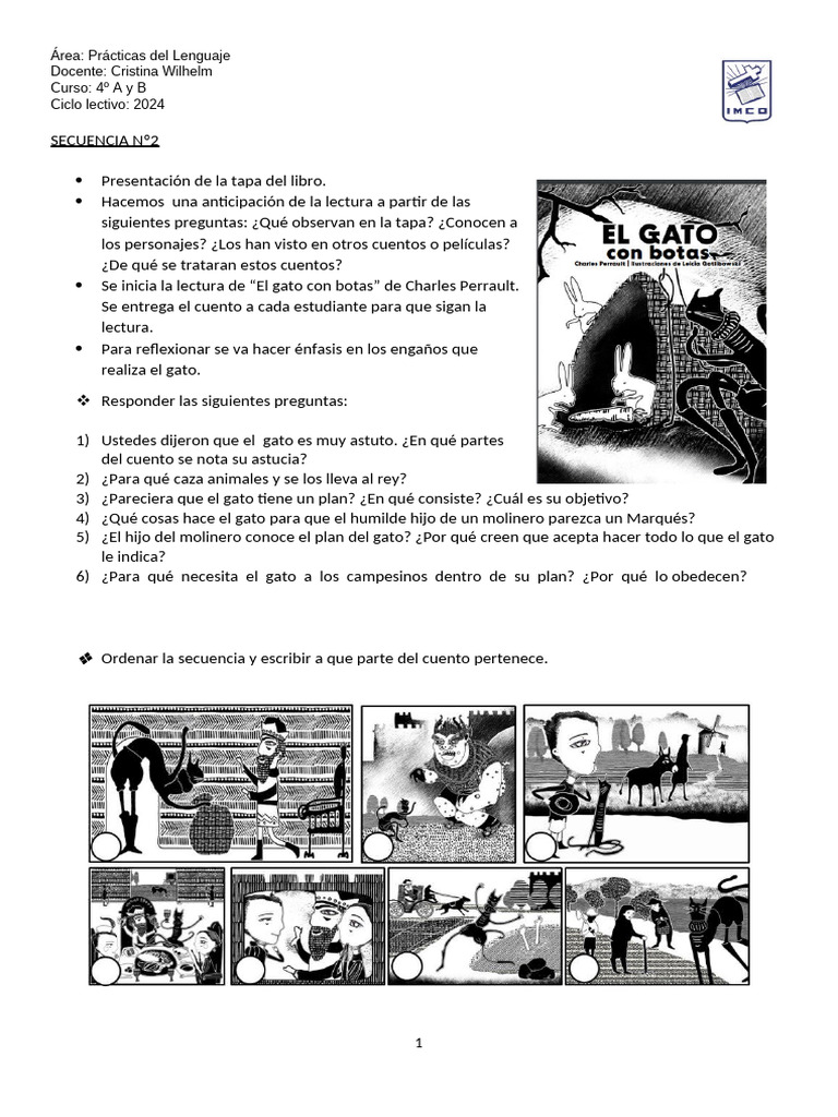 Actividades de Lectura: El Gato con Botas | PDF