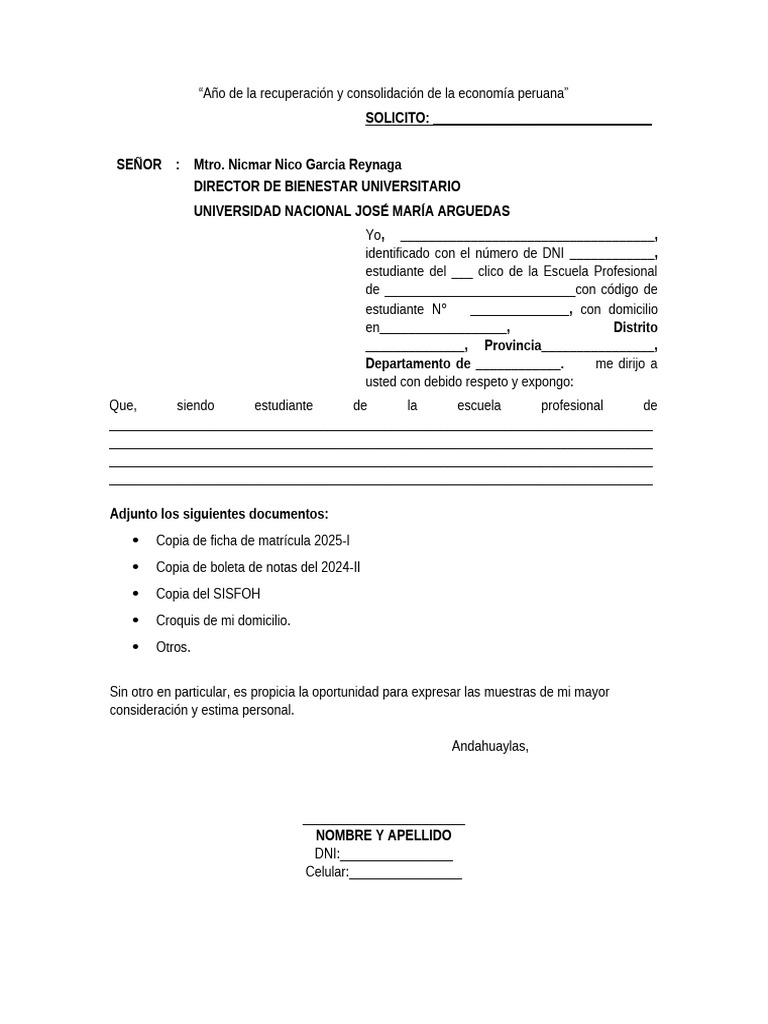 Modelo de Solicitud | PDF