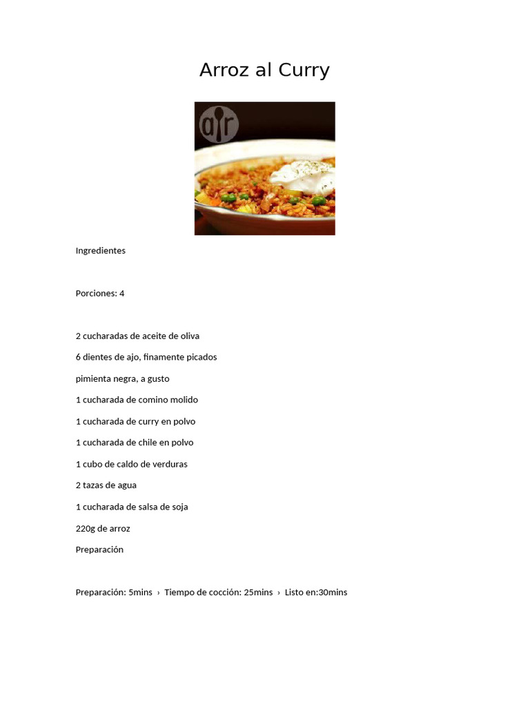 Arroz Al Curry | PDF