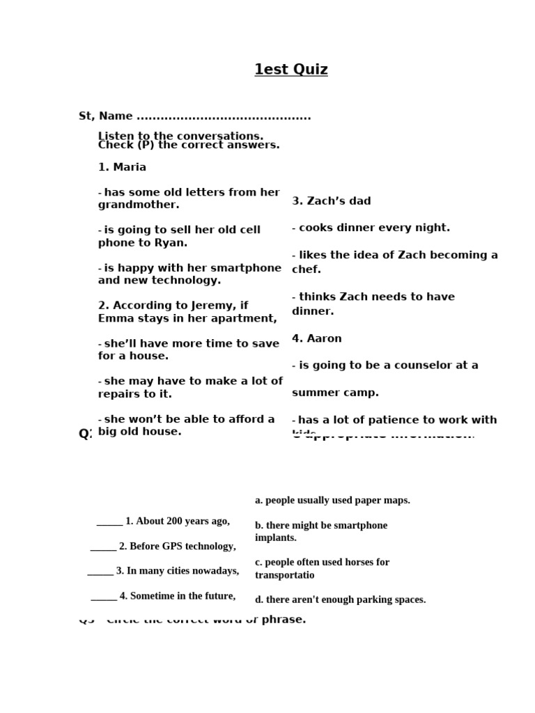 Interactive English Quiz for Students | PDF