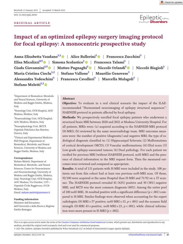Epileptic Disorders - 2023 - Vaudano - Impact of An Optimized Epilepsy ...