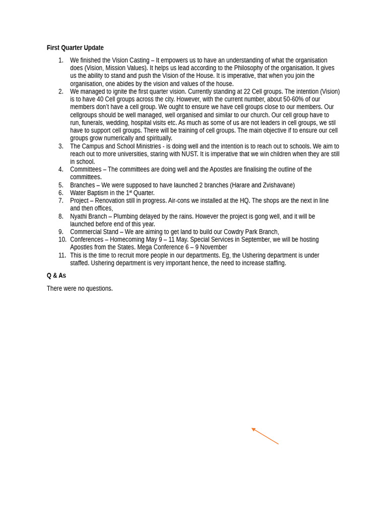 First Quarter Update | PDF