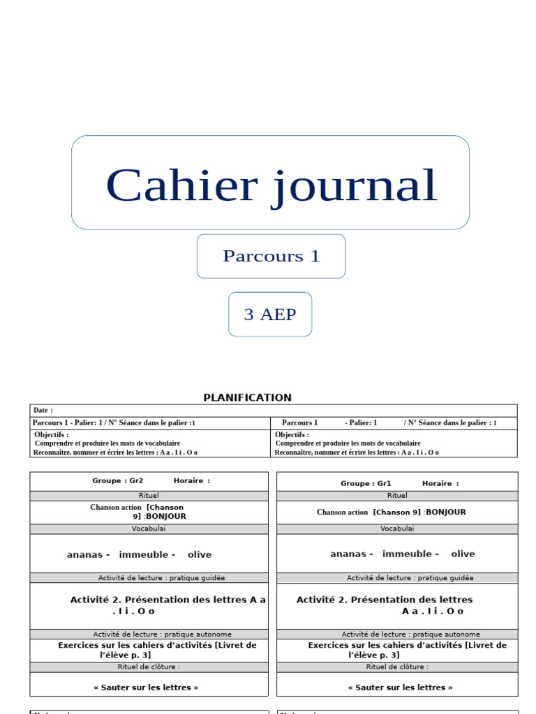 Cahier Journal : Planification Quotidienne | PDF