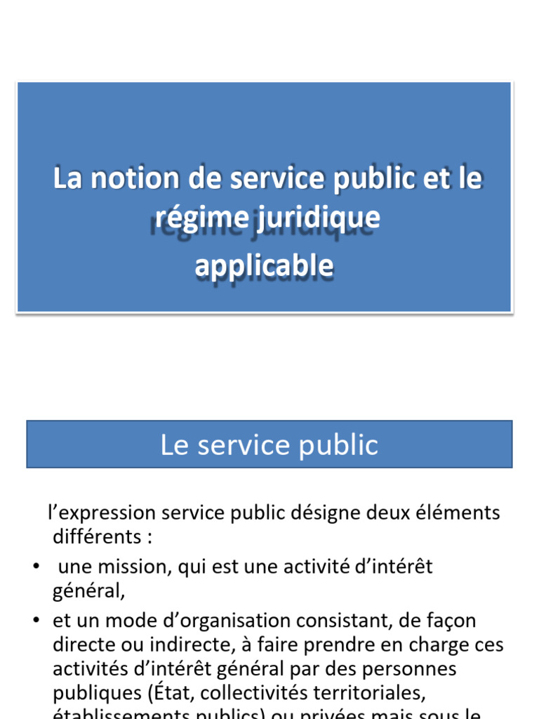 Service Public : Notions et Régime Juridique | PDF | Services publics ...