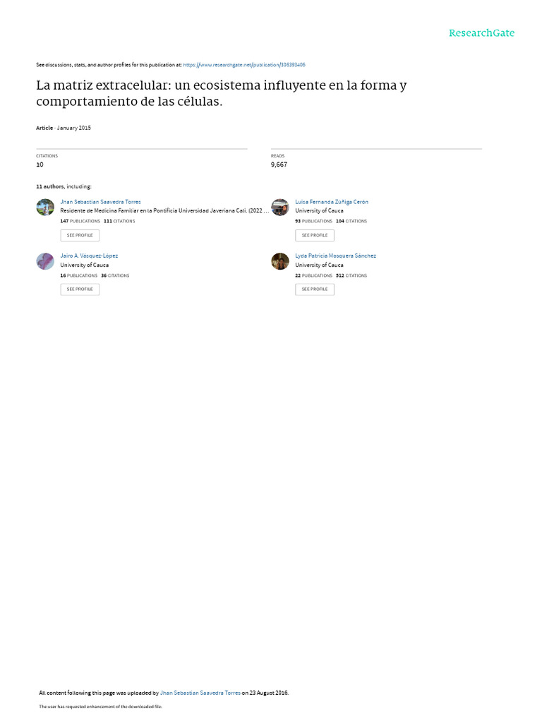 La Matriz Extra Celular | PDF | La matriz extracelular | Adhesión celular