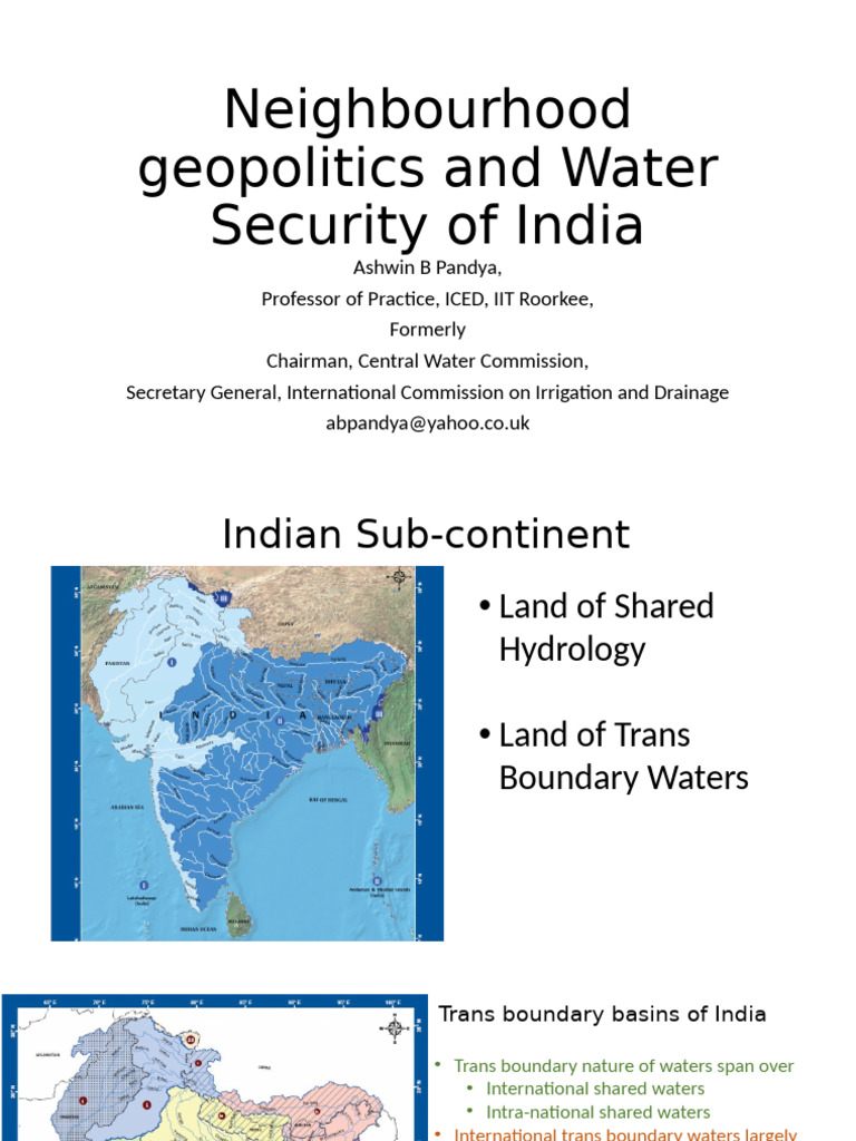 Neighbourhood Geopolitics and Water Security of India | PDF | Physical ...