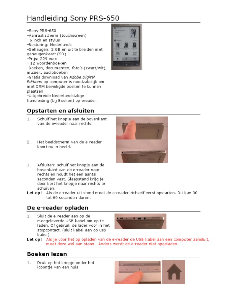 Gebruiksaanwijzing Sony PRS 650