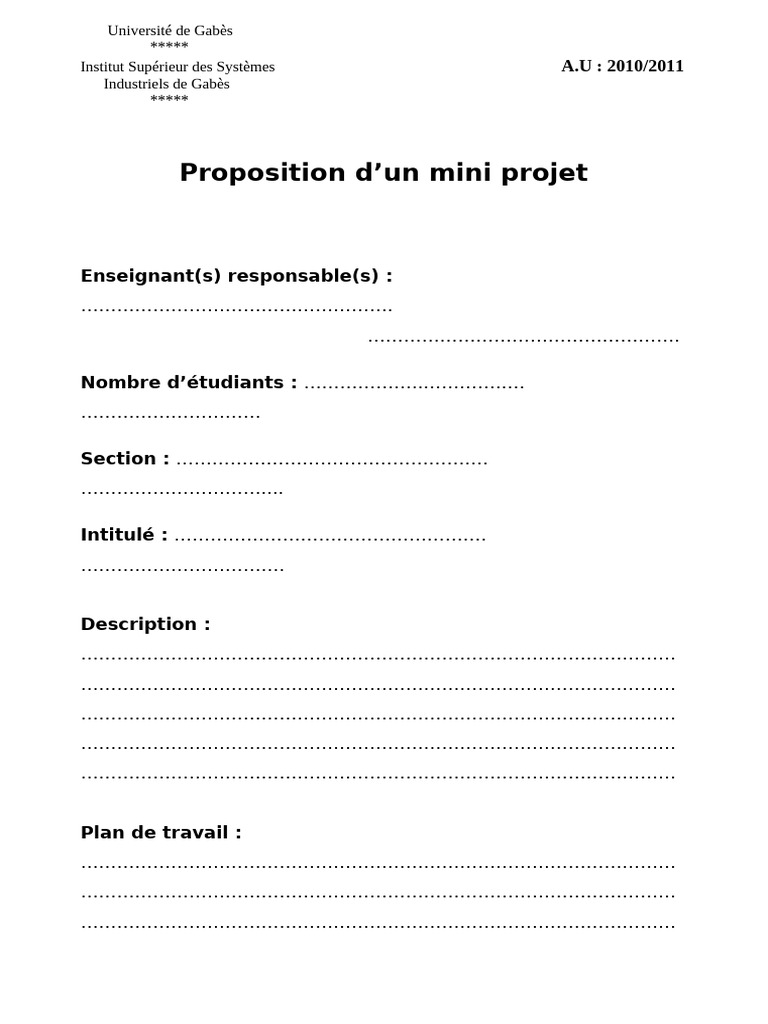 Proposition d'Un Mini Projet | PDF