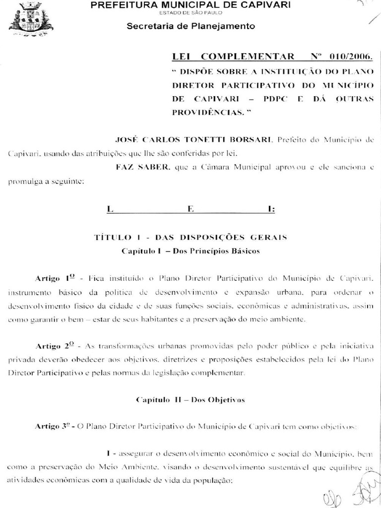 Plano Diretor LC 010 2006-Compactado | PDF