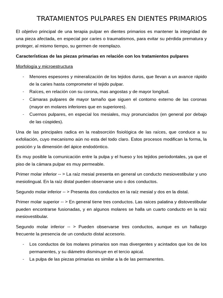 TRATAMIENTOS PULPARES EN DIENTES PRIMARIOS - NIÑOS | PDF ...