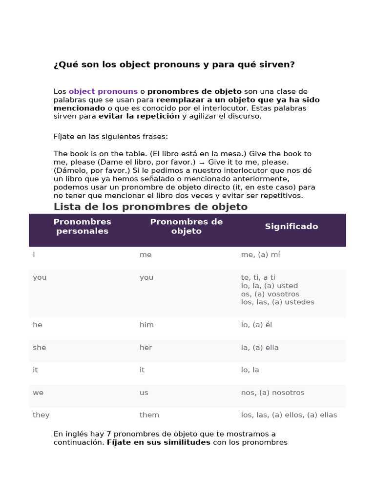 OBJECT PRONOUN-POSSESSIVE ADJECTIVE-POSSESSIVE PRONOUN -VERB TO BE IN ...