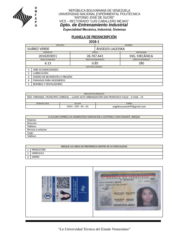 Planilla de Preinscripcion | PDF