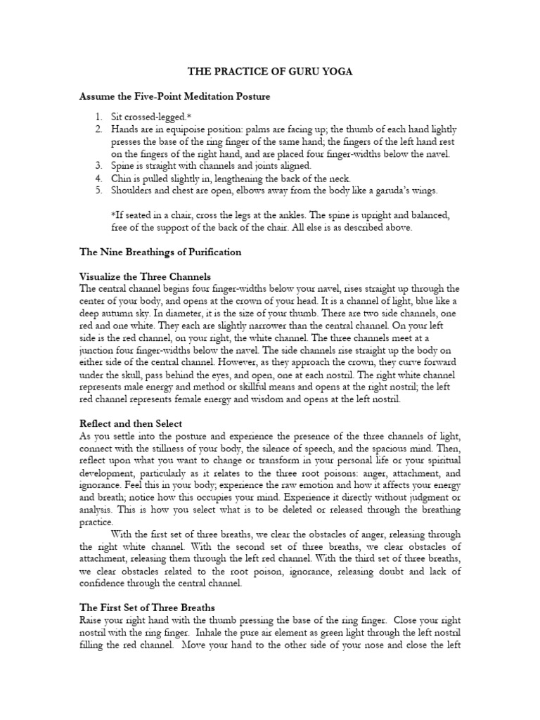 Guru Yoga Practice: Nine Breathings Guide | PDF | Breathing | Indian ...