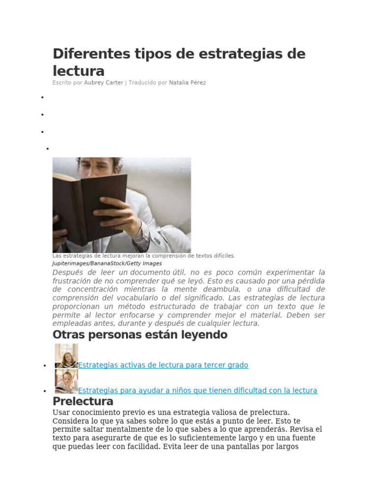Estrategias Efectivas para Mejorar la Lectura | PDF | Cognición ...