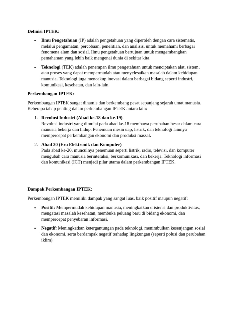 Definisi IPTEK | PDF