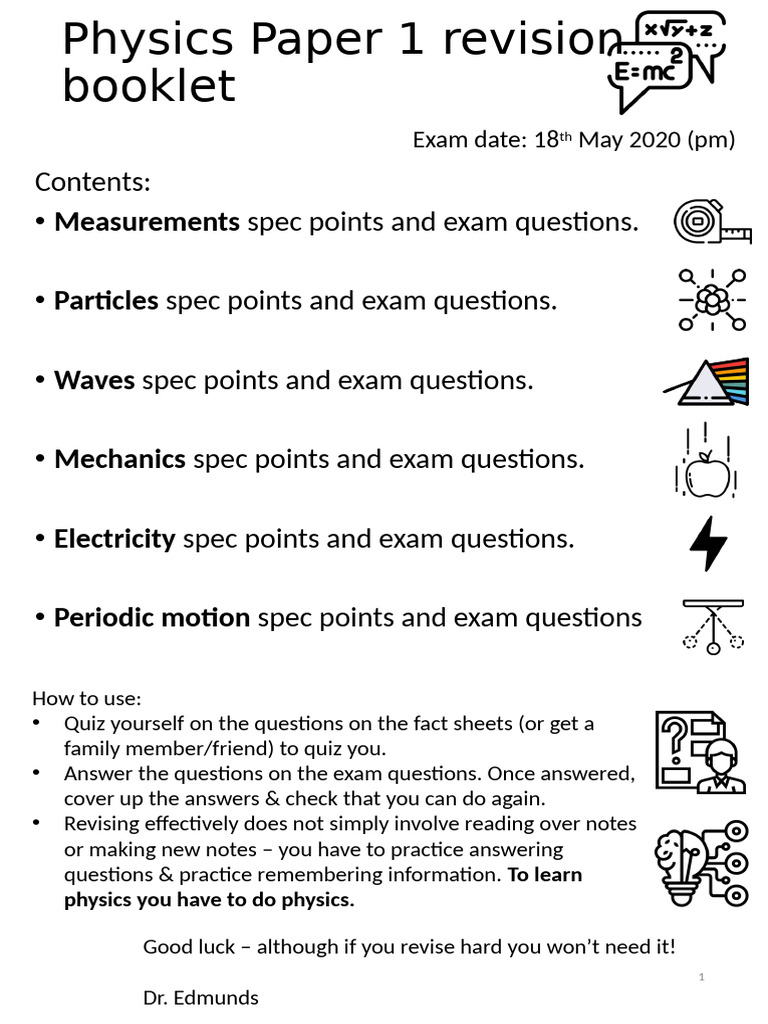 Physics Revision Guide: Key Topics & Questions | PDF | Quark | Elementary Particle