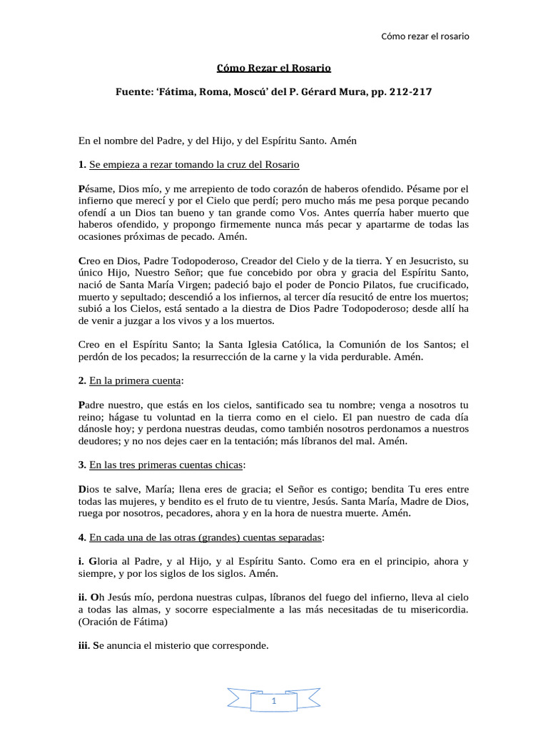 Cómo Rezar El Rosario | PDF | María, madre de Jesús | Oración