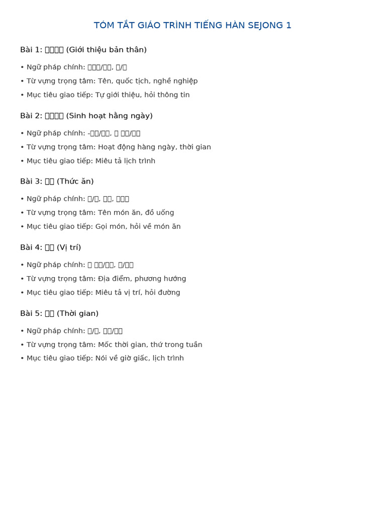 Tom Tat Sejong 1 | PDF