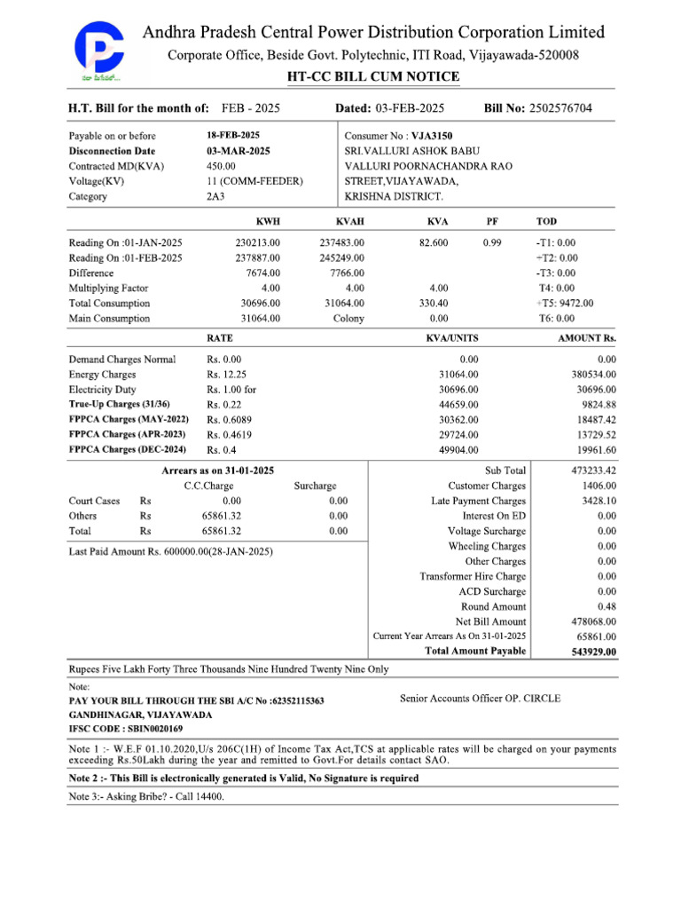 Electricity Bill and Municipal Tax Receipt | PDF