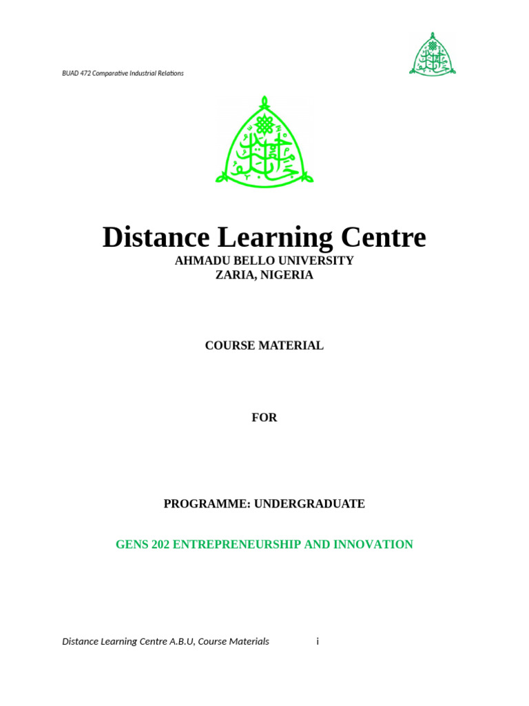 Reviewed & Formarted GENS 202 - GST 223 Entrepreneurship & Innovation | PDF | Entrepreneurship ...