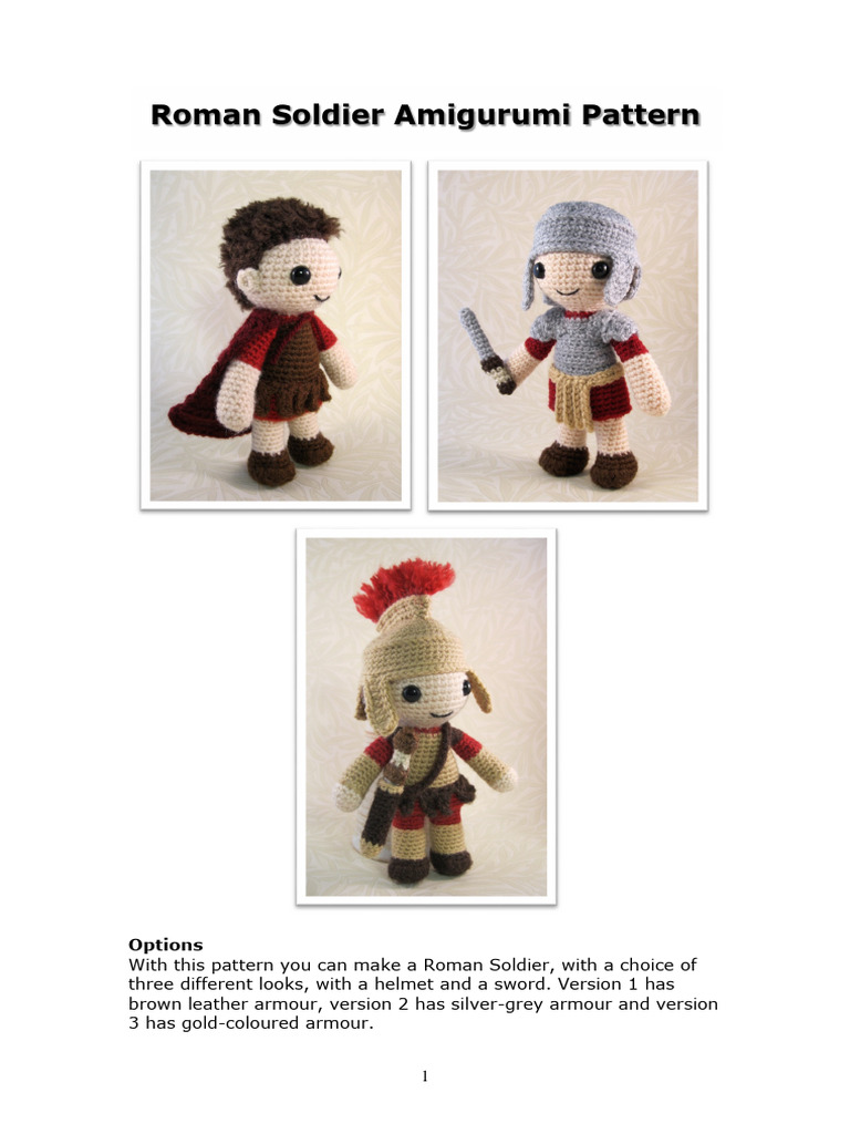 Roman Soldier Amigurumi Pattern Guide | PDF | Crochet | Yarn