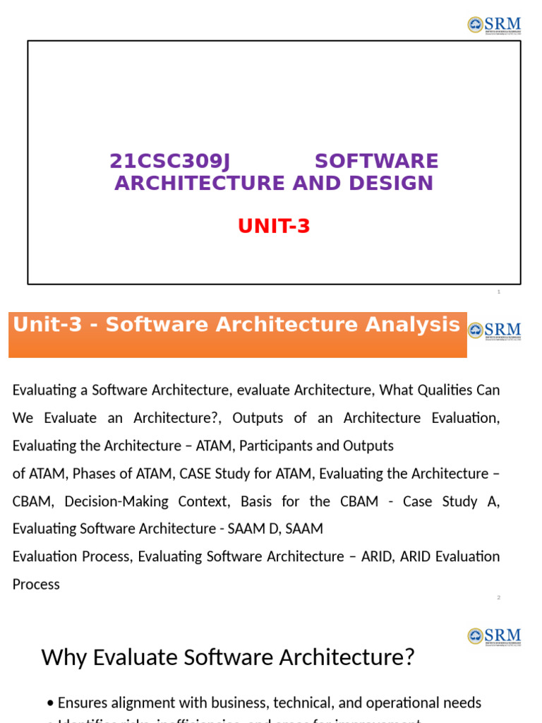 Unit-3 - Software Architecture Analysis | PDF | Software Testing | Security