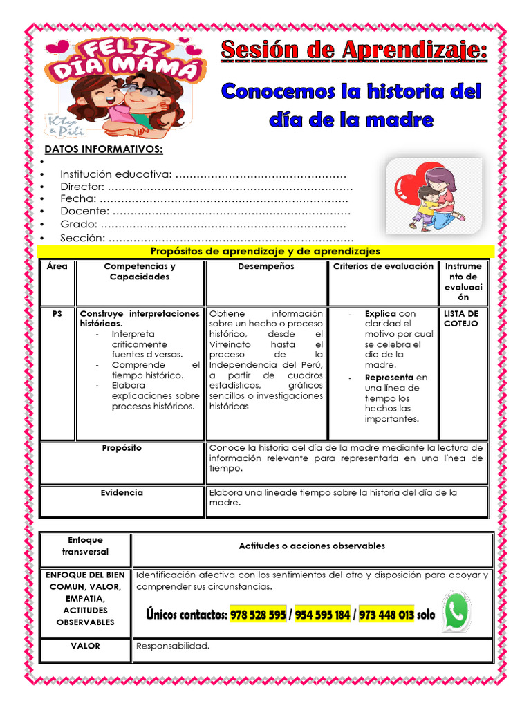 5° Grado Dia 5 Ps. Conocemos La Historia Del Día de La Madre | PDF ...
