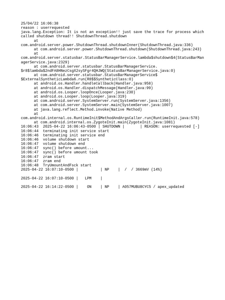 Power Off Reset Reason | PDF