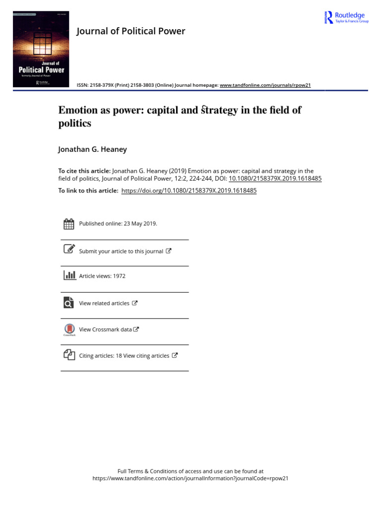 Emotion As Power Capital and Strategy in The Field of Politics | PDF ...