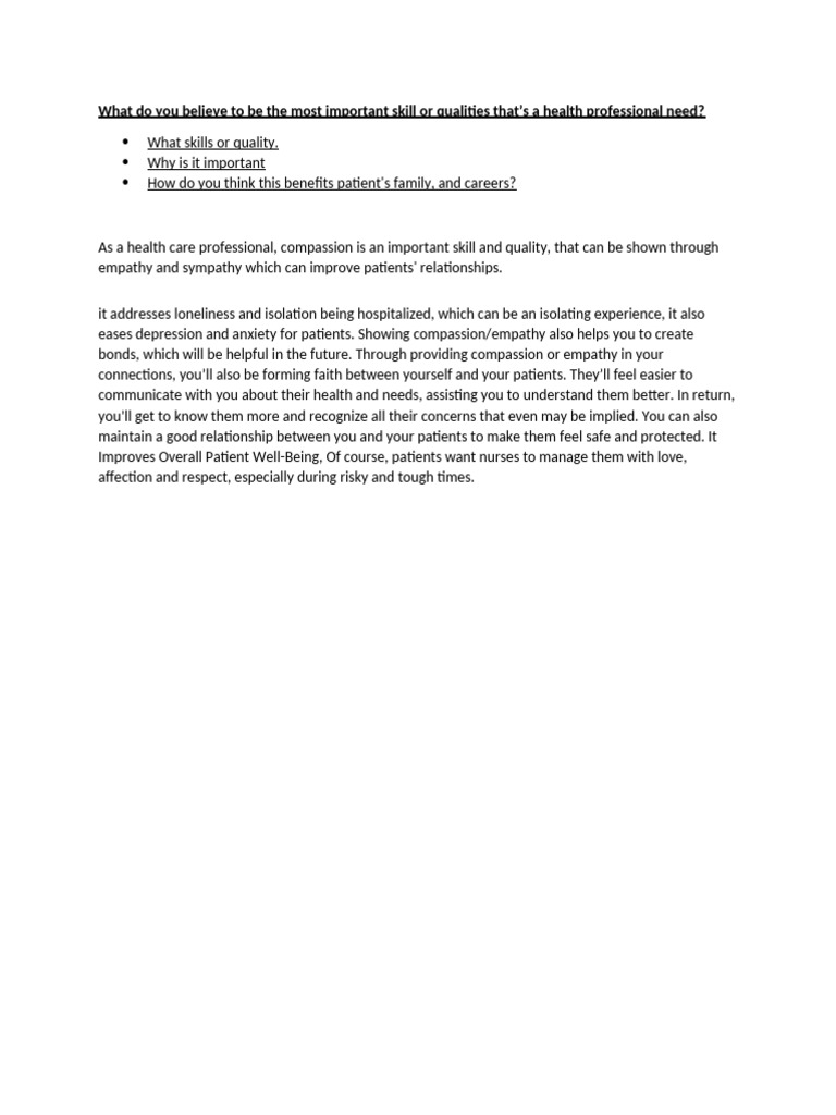 Qualities of Health Professional | PDF