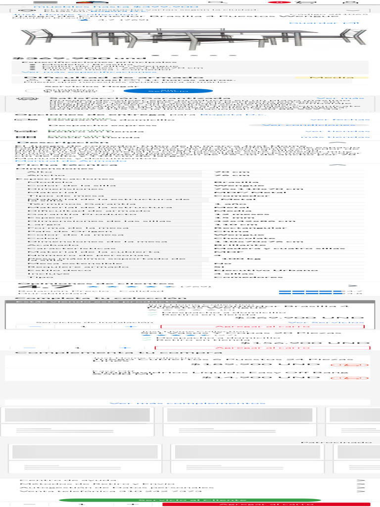 Juego de Comedor Brasilia 4 Puestos Wengue - Homecenter - Com.co | PDF | Comedor