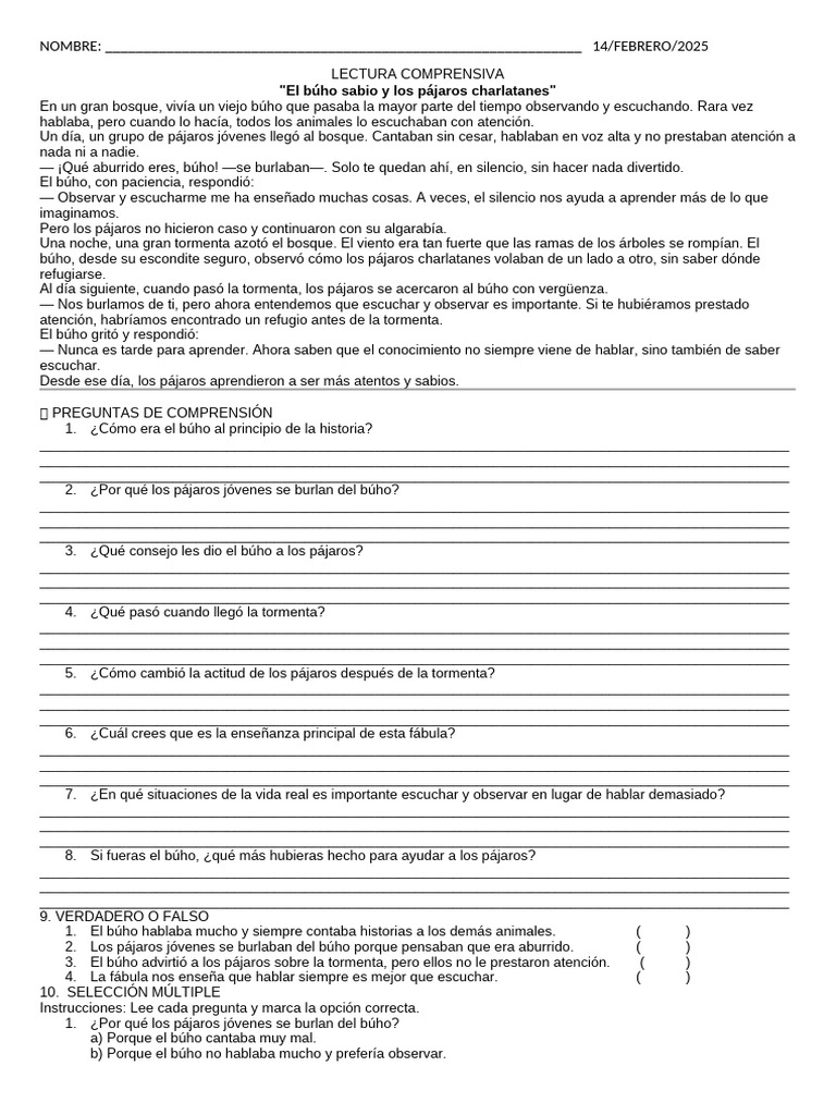 Lectura Comprensiva | PDF