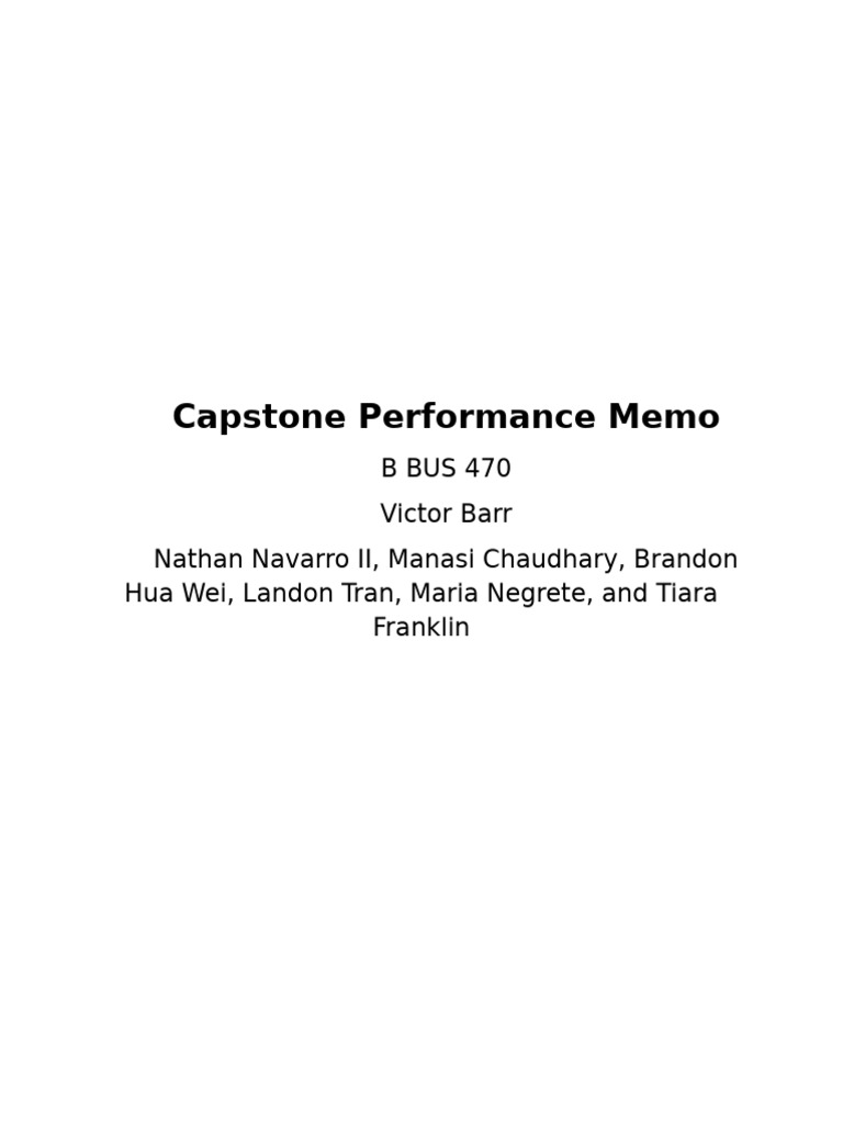 470 Capstone Performance Memo | PDF | Expense | Risk