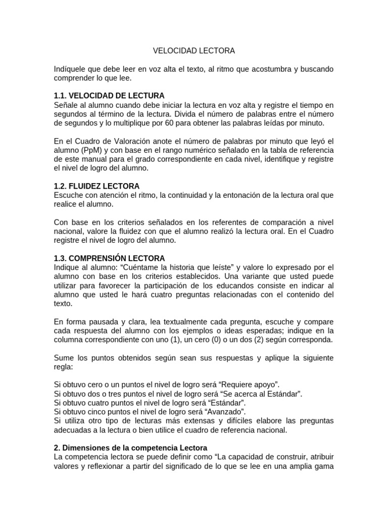Velocidad Lectora | PDF | Comprensión lectora | Aprendizaje
