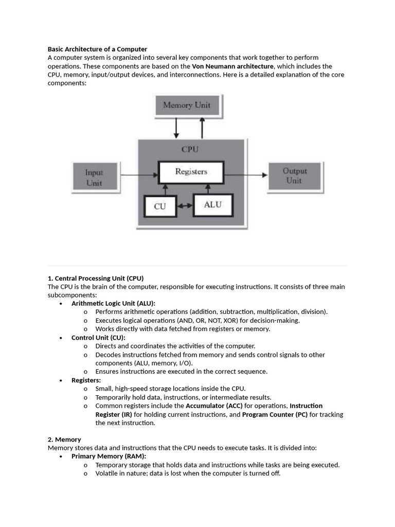Basic Architecture of a Computer | PDF | Cpu Cache | Computer Data Storage