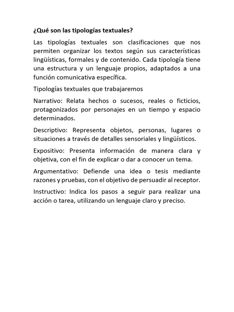 Qué Son Las Tipologías Textuales | PDF