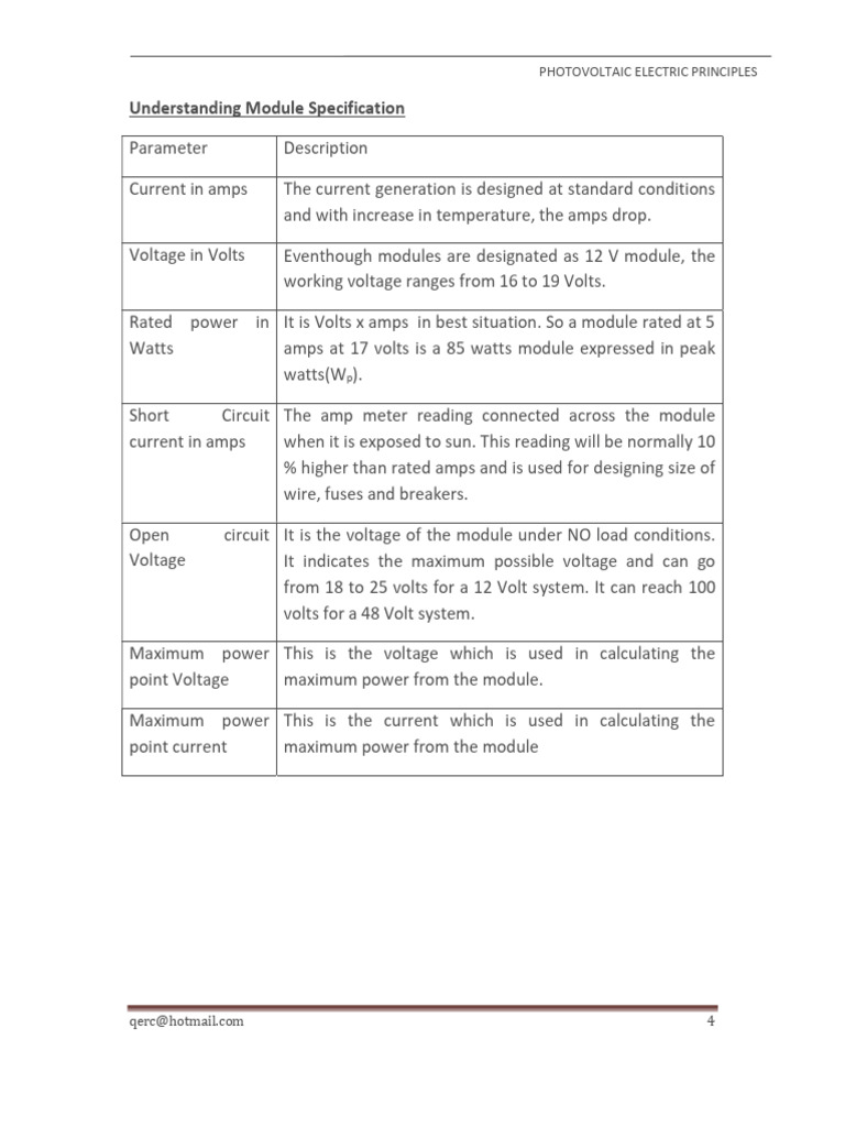 QERC Solar Module Spec | PDF