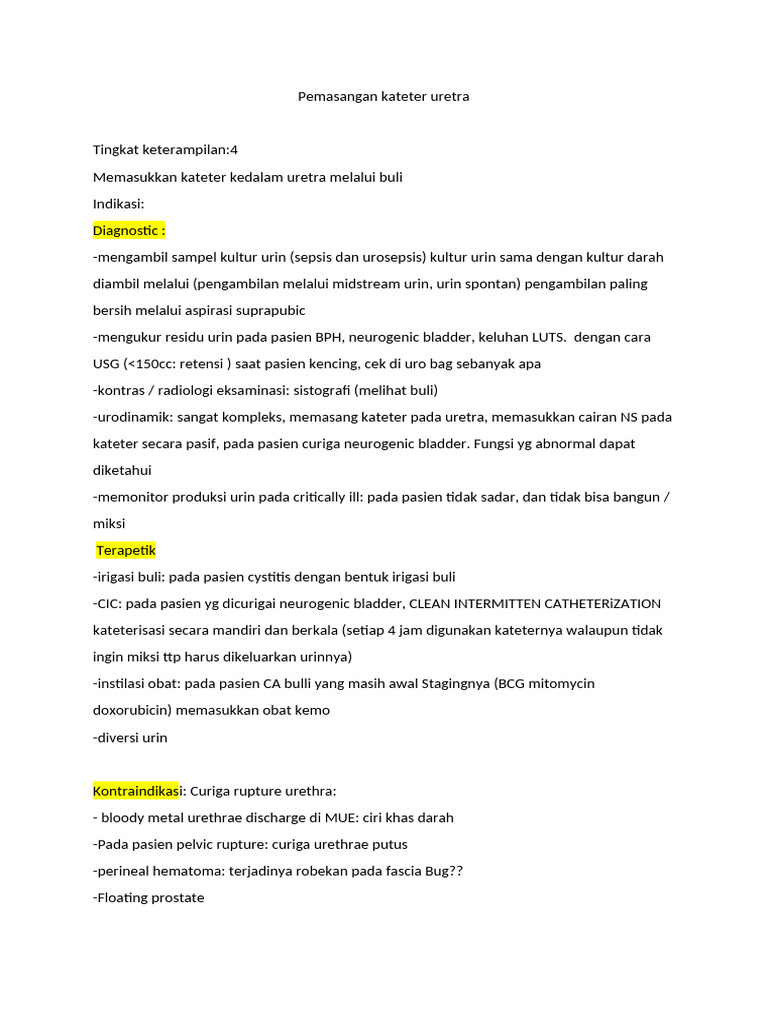 Pemasangan kateter uretra | PDF