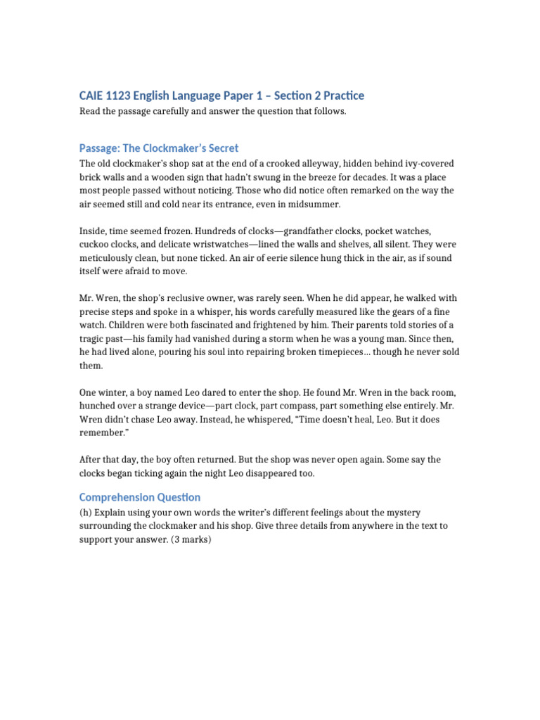 Clockmakers Secret Worksheet Pdf