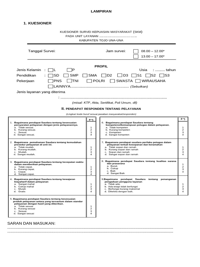 Form Kuesioner Skm 2024 | PDF