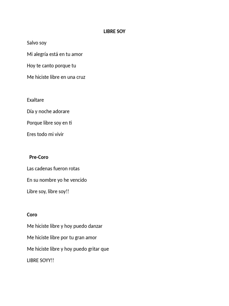Letra de "Libre Soy" | PDF