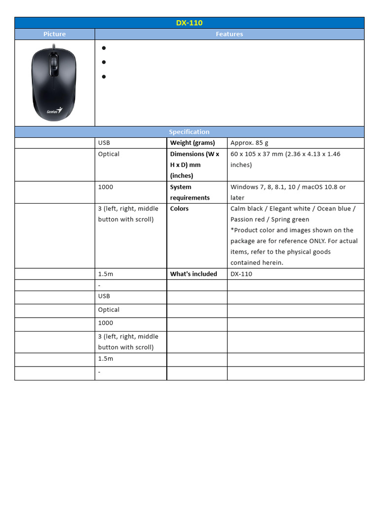 DX 110 Spec (240913) | PDF