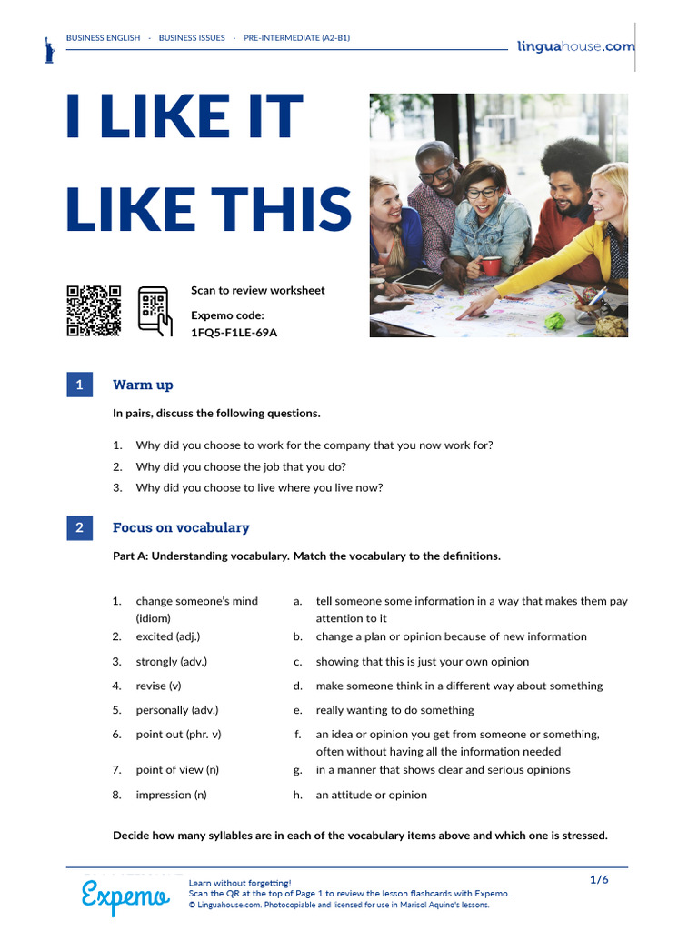 I Like It Like This American English Student A2 B1 | PDF | Human ...