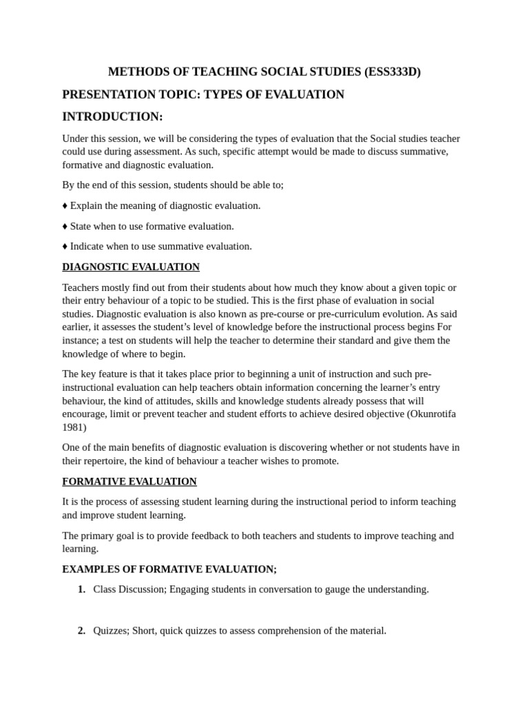 Methods of Teaching Social Studies | PDF | Educational Assessment | Evaluation
