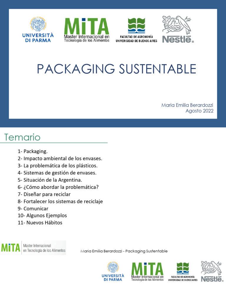 PPT MITA -Packaging Sustentable - 2022 | PDF | El plastico | Residuos