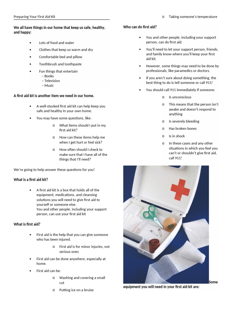 Preparing Your First Aid Kit | PDF | First Aid | Medicine