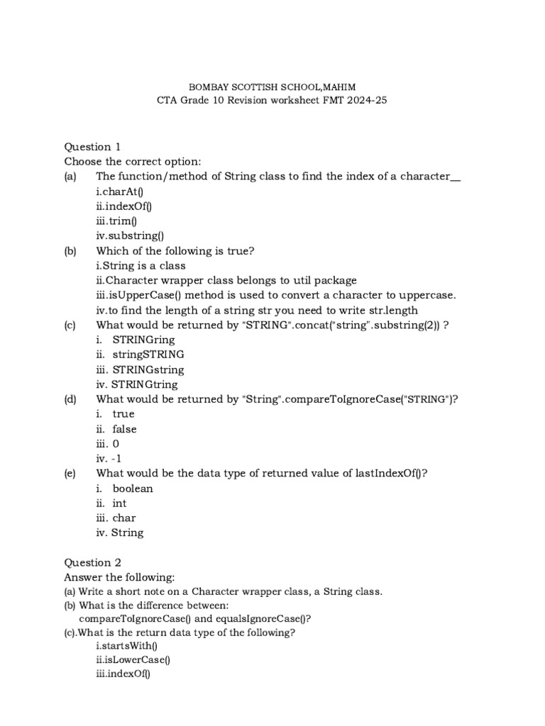 Revision FMT Cta Grade 10 - 2024-25 | PDF