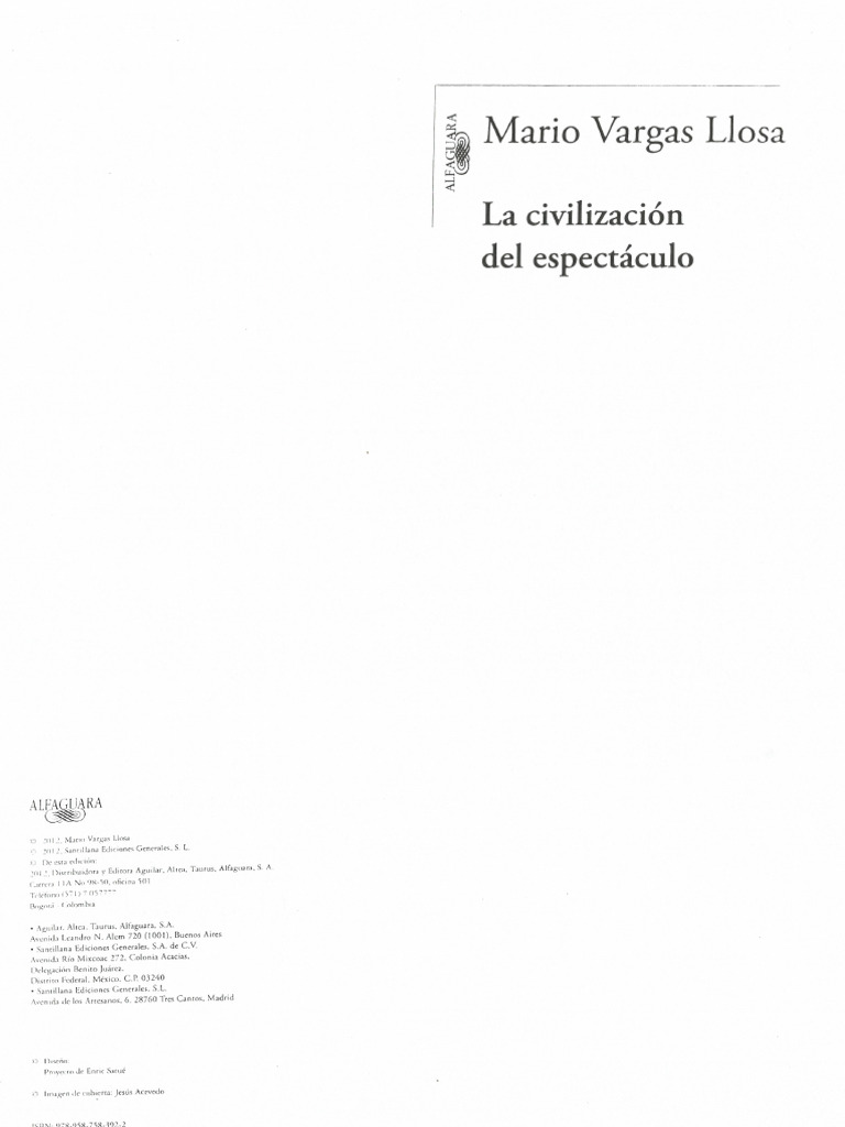 Mario Vargas Llosa - La Civilización Del Espectáculo | PDF