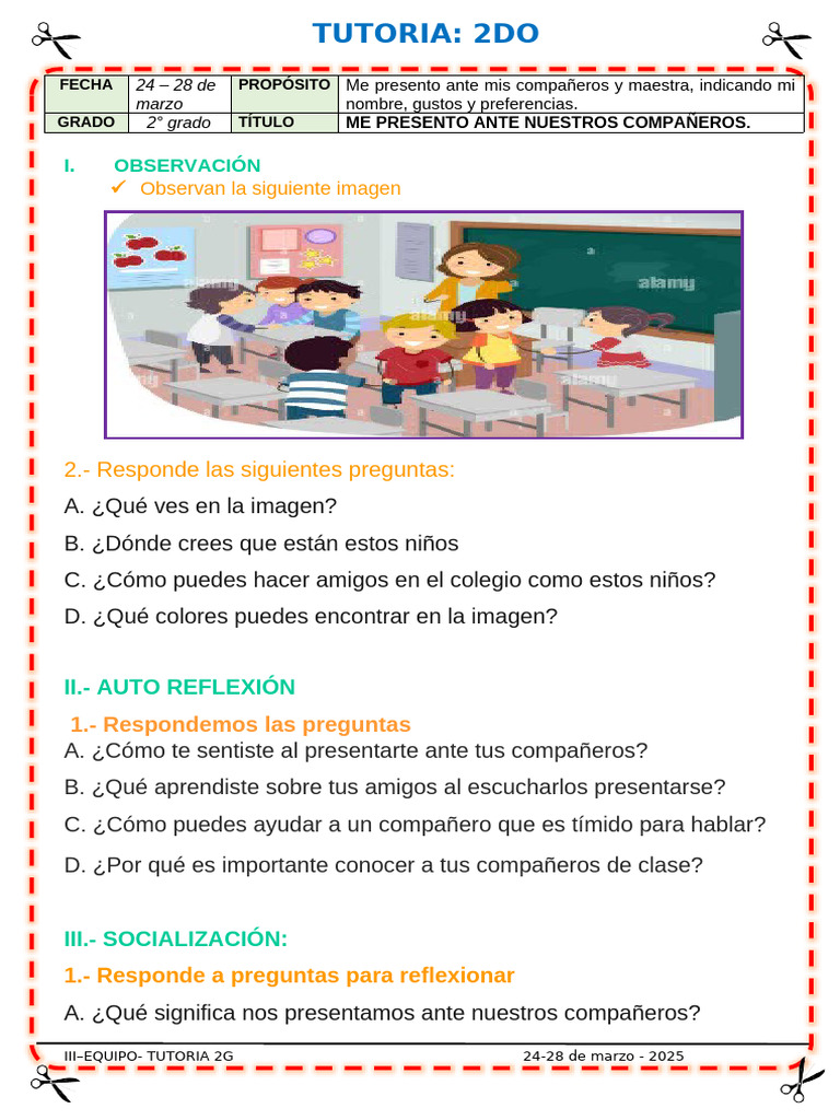 III-2G-TUTORIAL - NOS PRESENTAMOS - FICHA | PDF