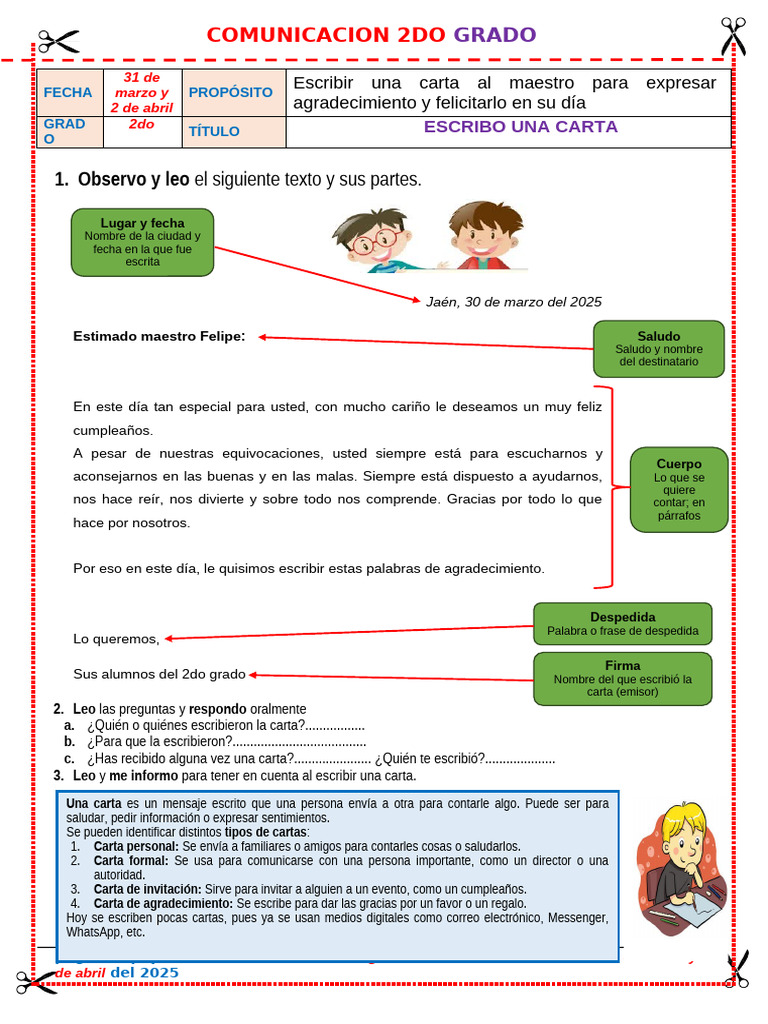 III-2G-COMUN - ESCRIBO CARTA - FICHA | PDF